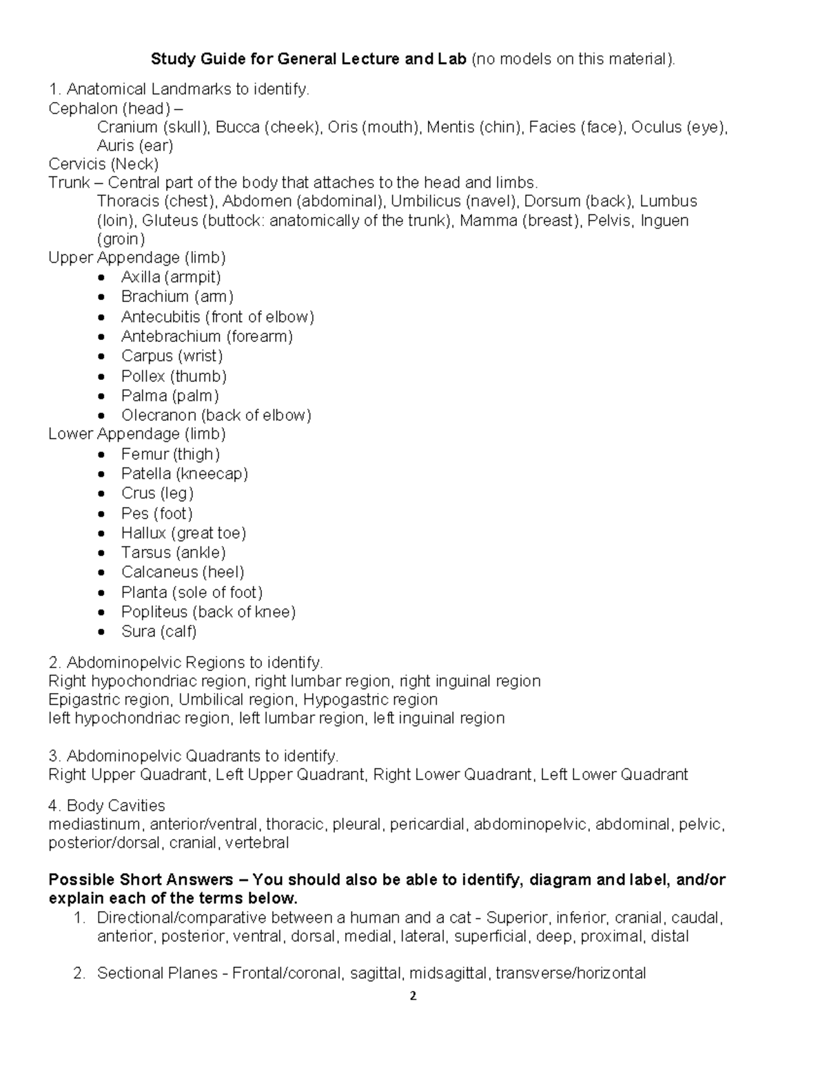 Study Guide for ANAT 101: Histology of Epithelial & Connective Tissues ...