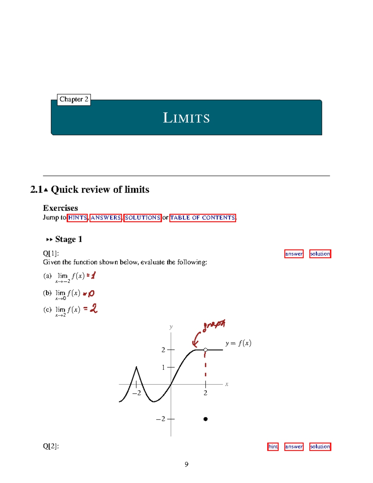Chapter 2: Limits - Quick Review & Exercises (Practice Differential Calculus) - Studocu