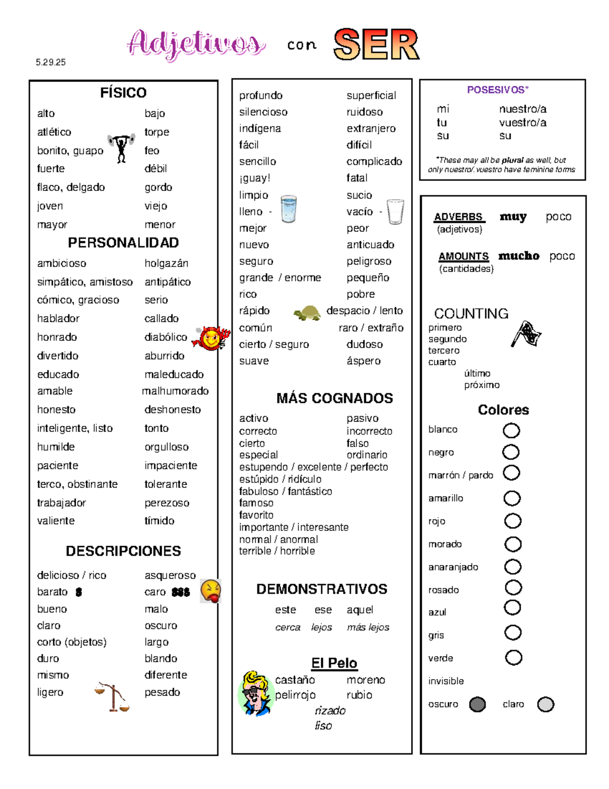 MEGA Adjetivo List 2025: Descripciones y Adverbios en Español - Studocu