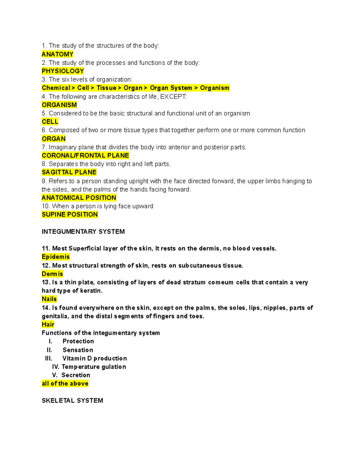 Anaphy-LAB- Reviewer - The study of the structures of the body: ANATOMY ...