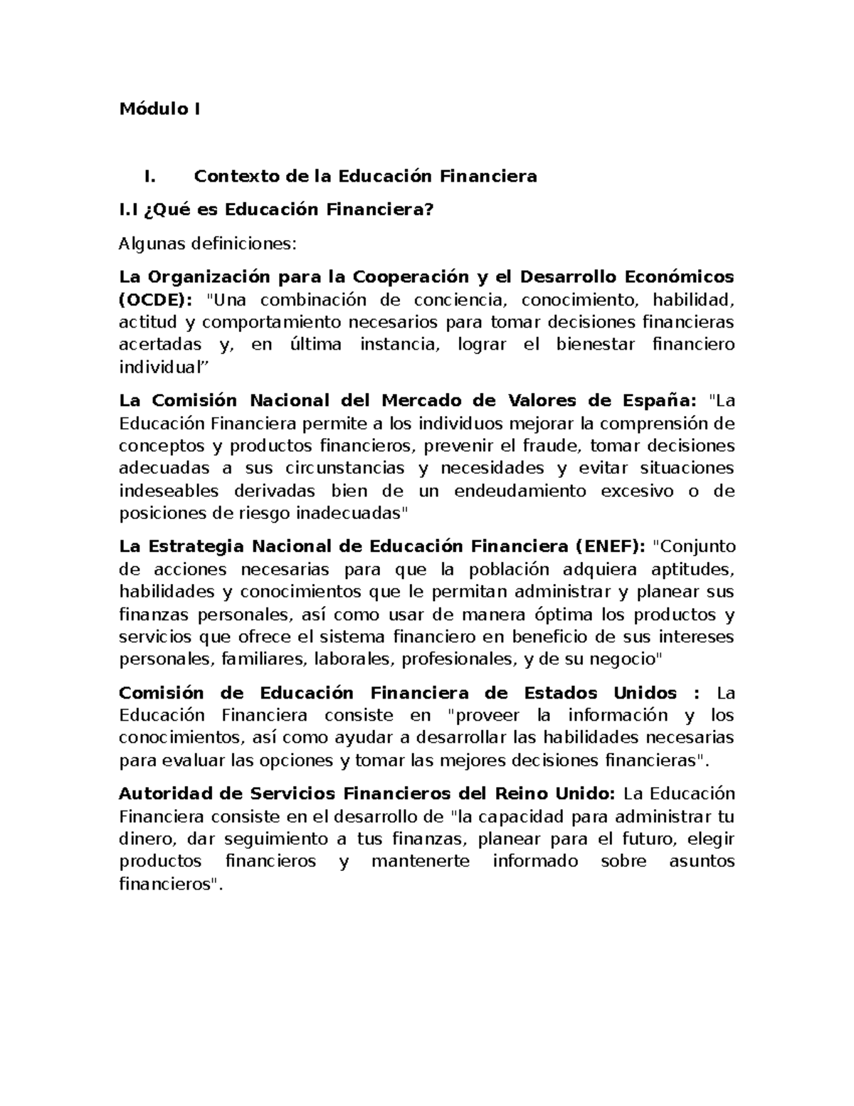 Actividades y Ejercicios del Módulo I: Educación Financiera - Diplomado ...
