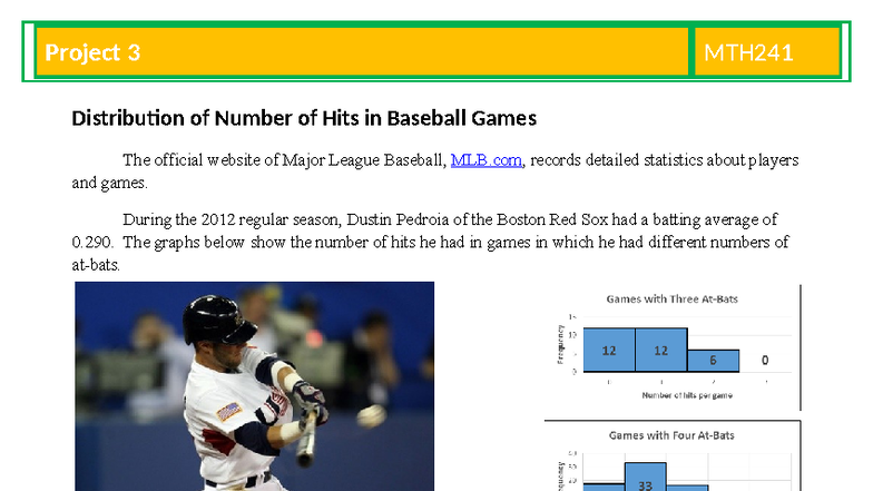 Project 3 MTH241 Probability Distributions of Baseball Hits - Studocu