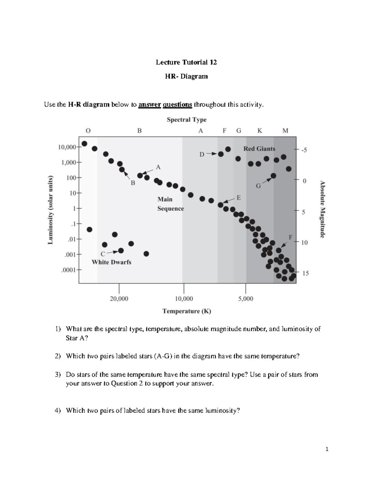 HR-Diagram Lecture-Tutorial 12: Key Questions & Concepts - Studocu