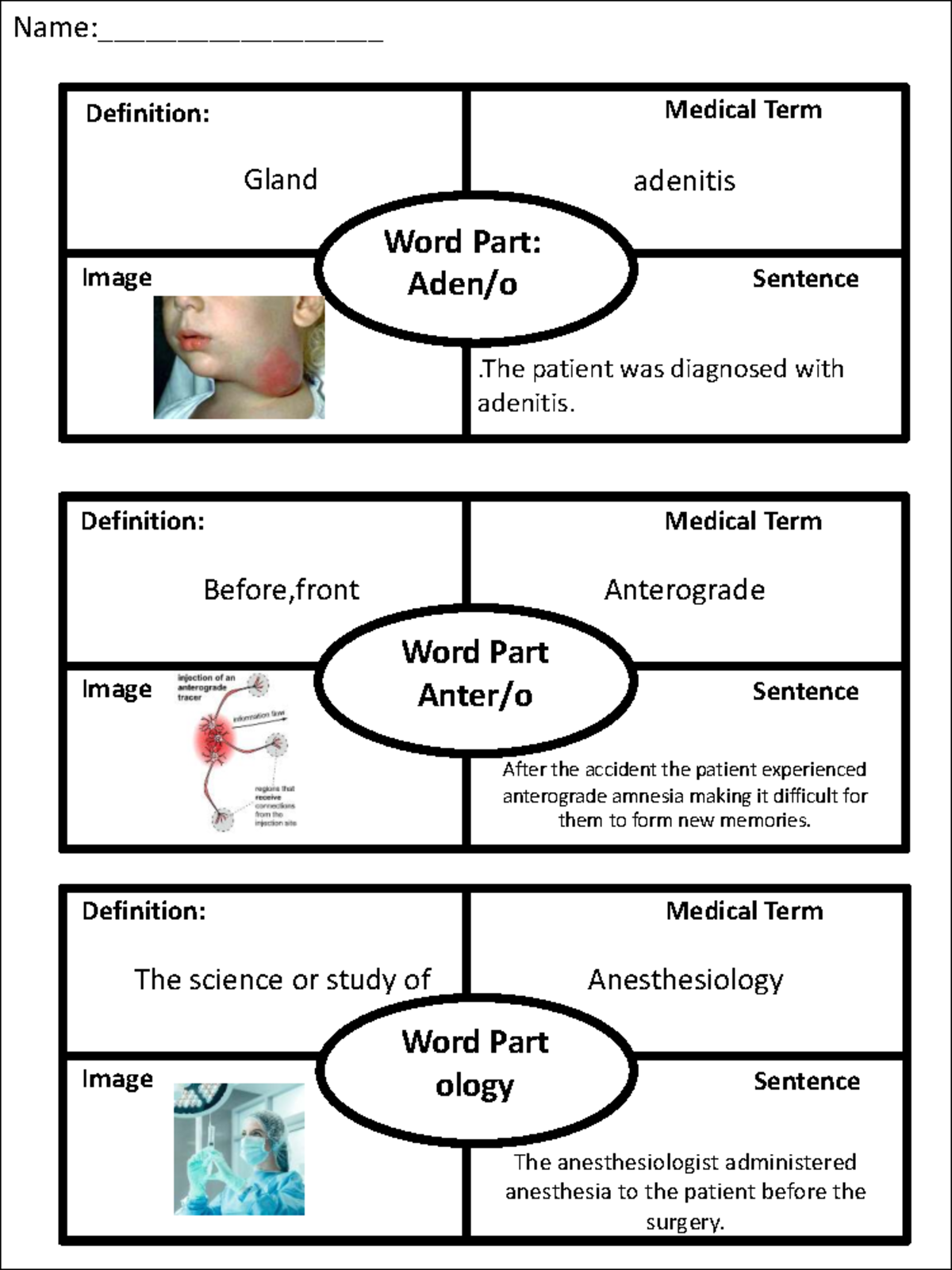 Editable Frayer Model Vocabulary Template: Medical Terms - Studocu