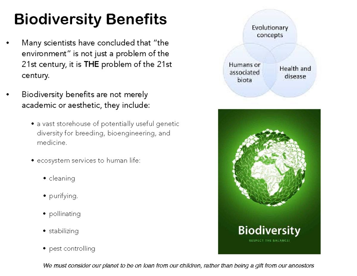 BIOL 103 Final Notes on Biodiversity and Environmental Issues ...