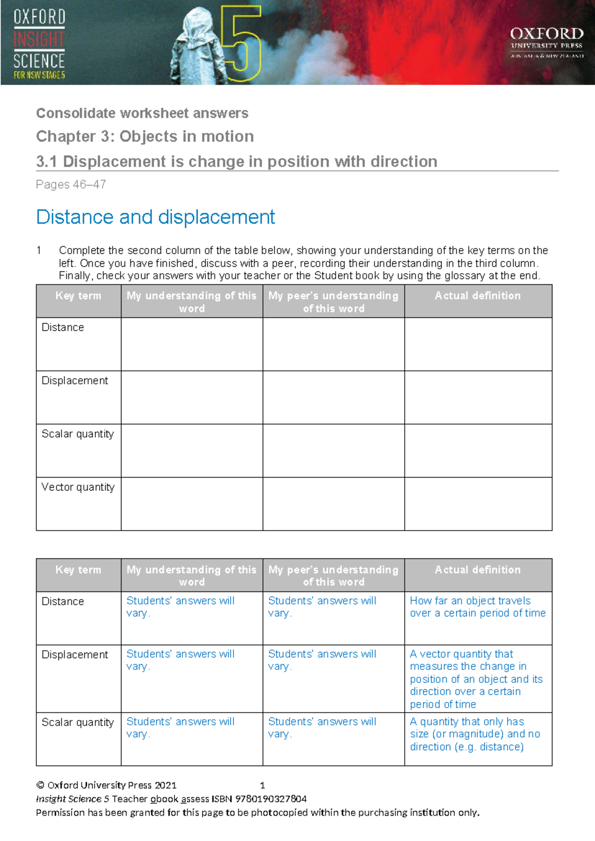 Chapter 3 Worksheet Answers: Objects in Motion (Physics 101) - Studocu