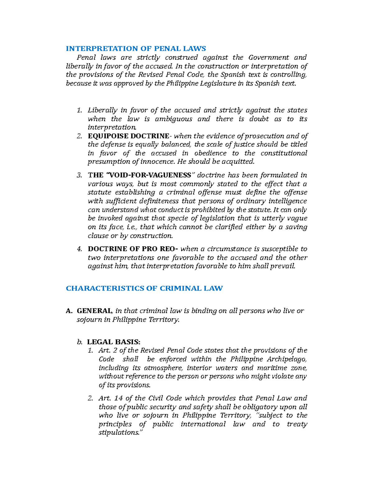 Interpretation of Penal Laws: Key Principles & Doctrines (Crim Law ...