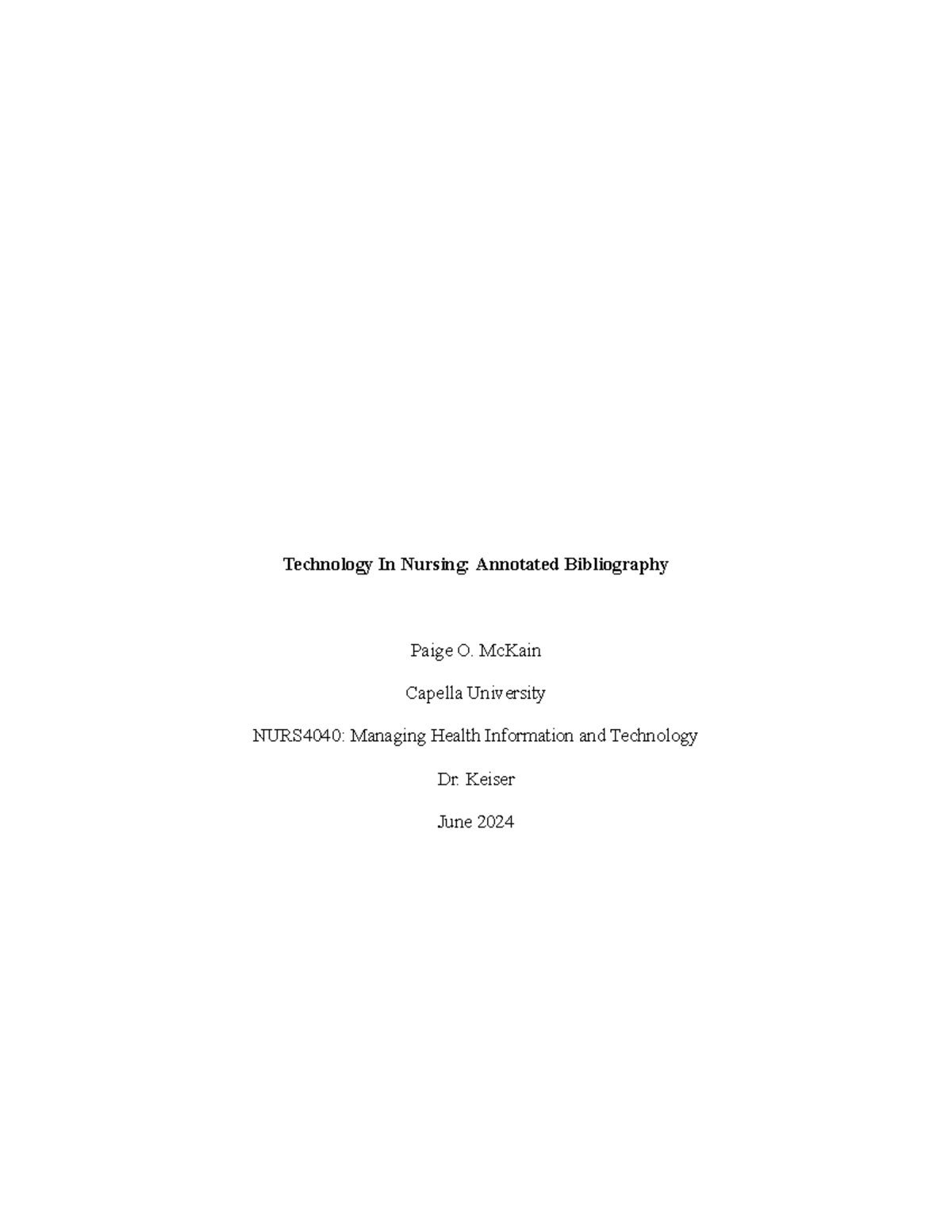 NURS4040: Zio Patch Monitoring - Annotated Bibliography for Assessment ...