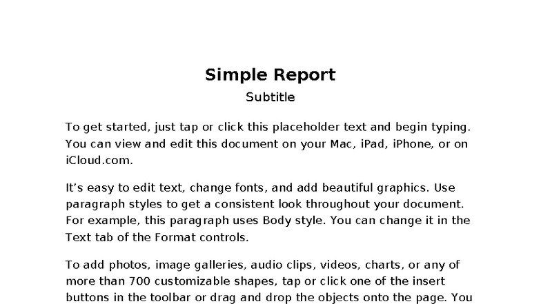 Simple Report: Getting Started with Pages for Word Processing - Studocu
