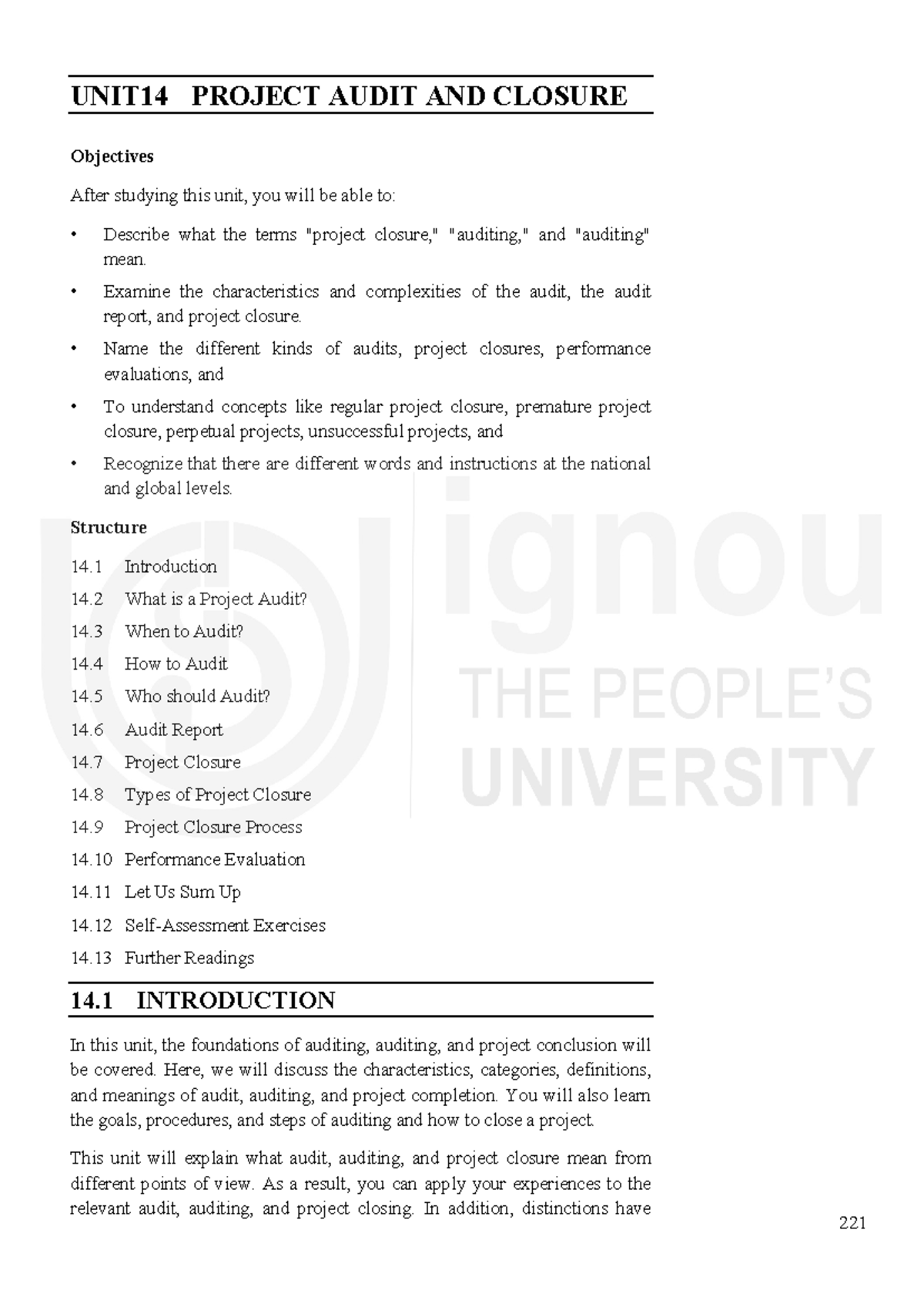 Unit-14: Project Audit and Closure Essentials - Studocu