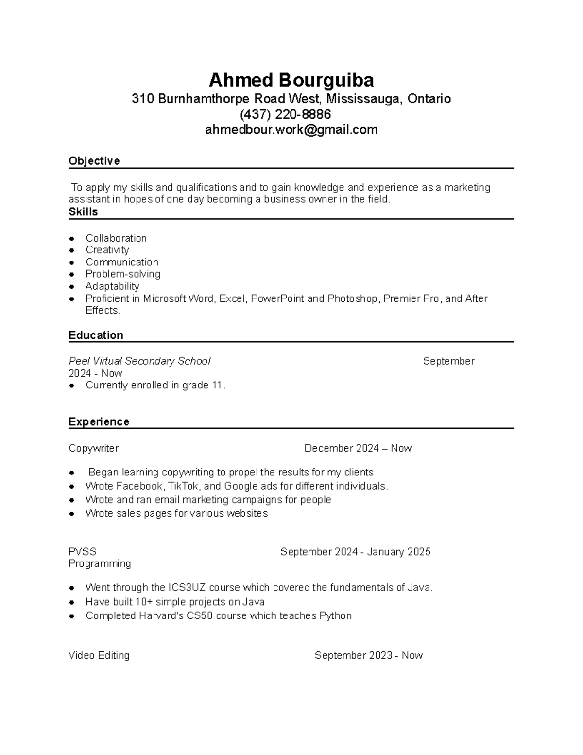 Unit 3 Assignment: My Resume for Marketing Assistant Position - Studocu
