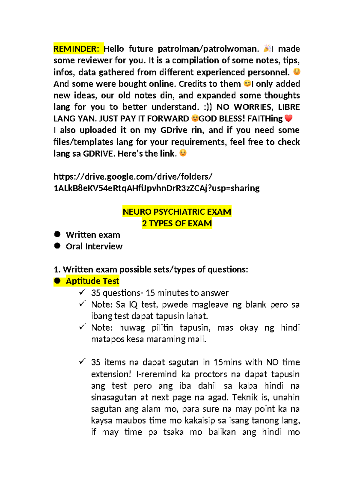 NEURO 101: Comprehensive Reviewer for Neuro Psychiatric Exam - Studocu