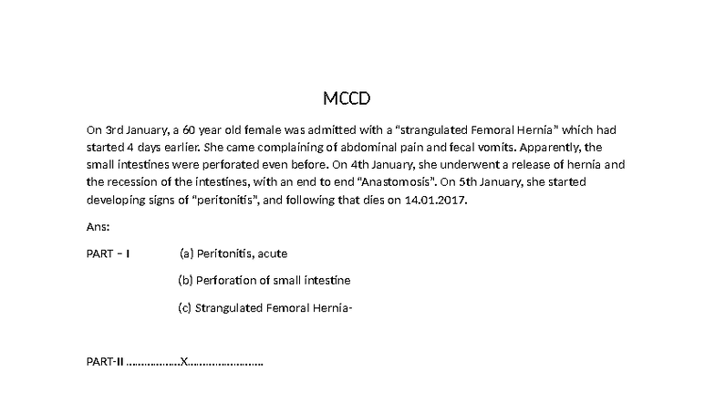 MCCD Report: Case Studies on Acute Medical Conditions - Studocu