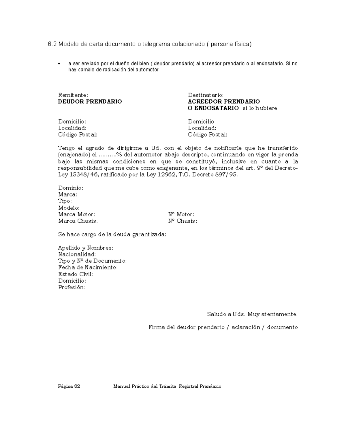 Carta documento acreedor prendario - 6 Modelo de carta documento o telegrama colacionado ...
