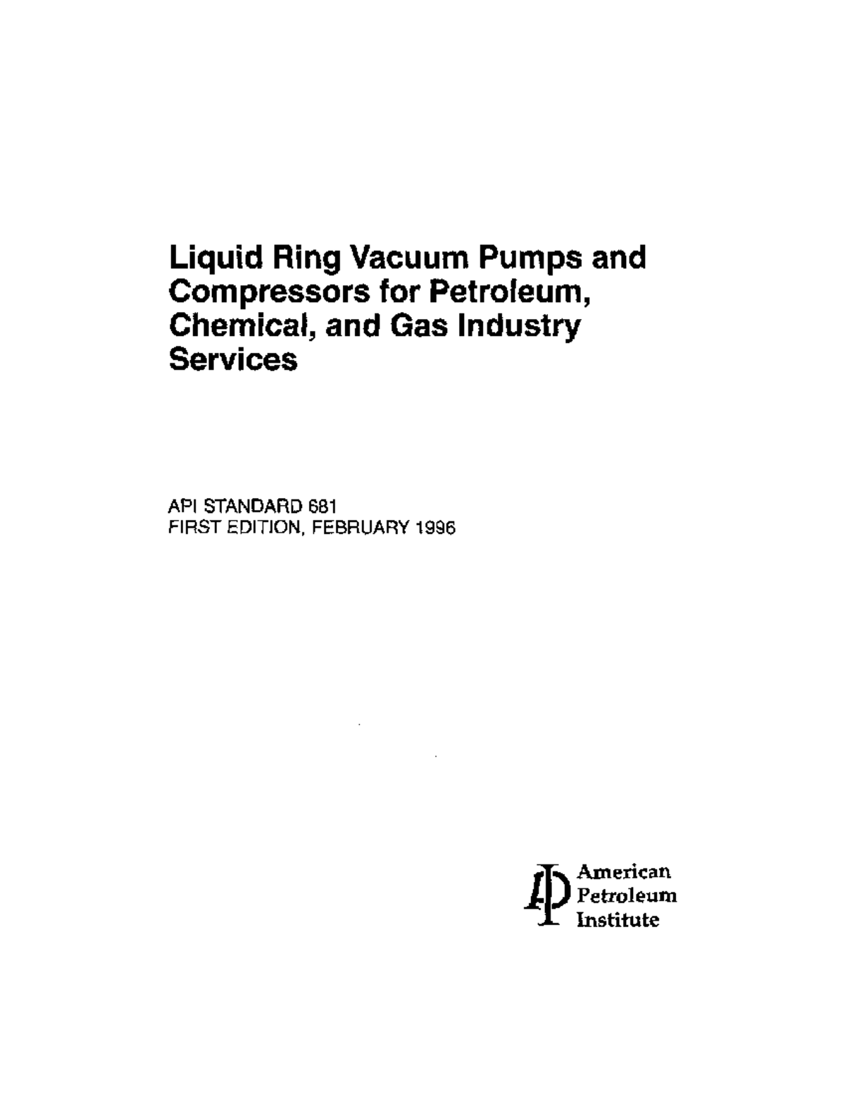 API 681 - Overview of Liquid Ring Vacuum Pumps & Compressors - Studocu
