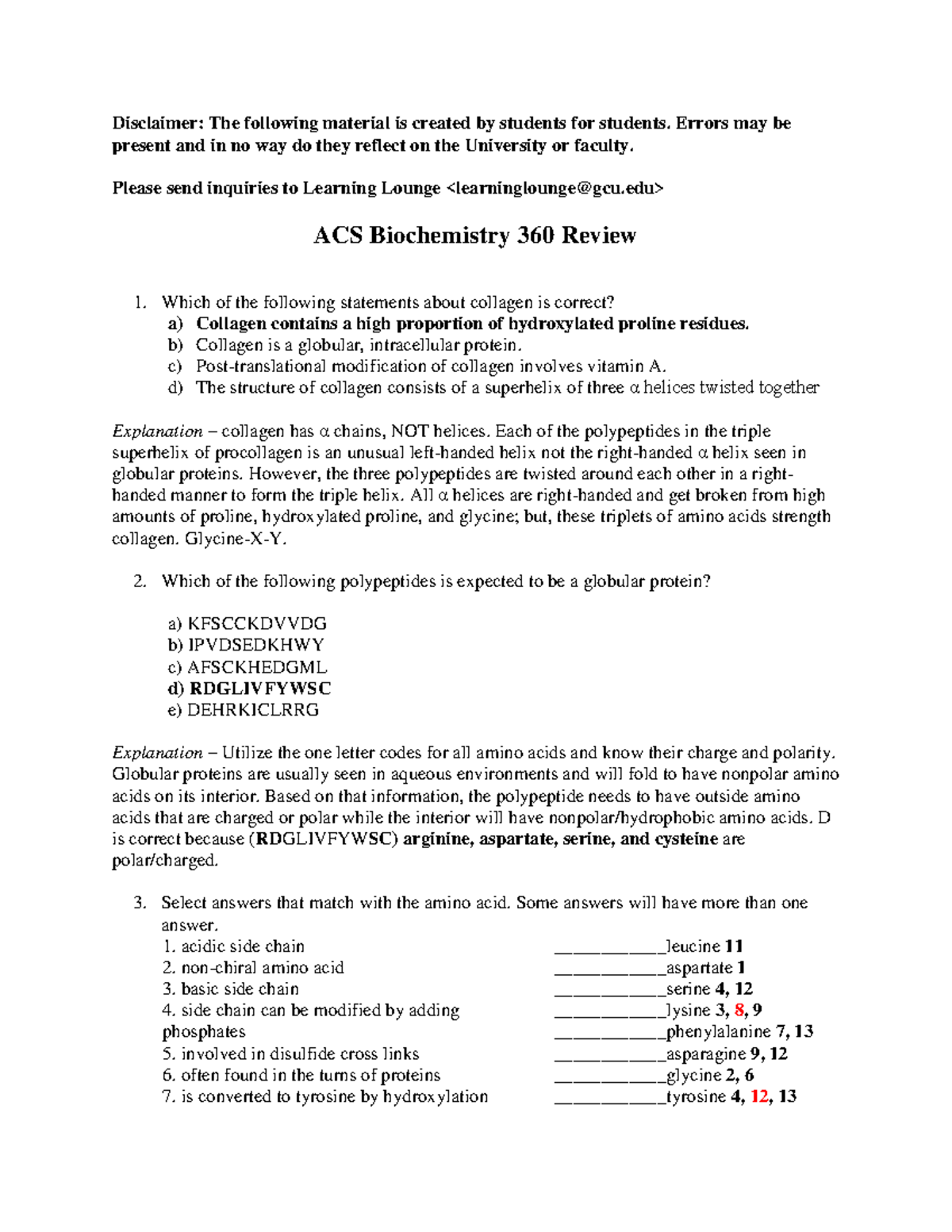 ACS Biochemistry 360 Final Exam Review Guide - Studocu