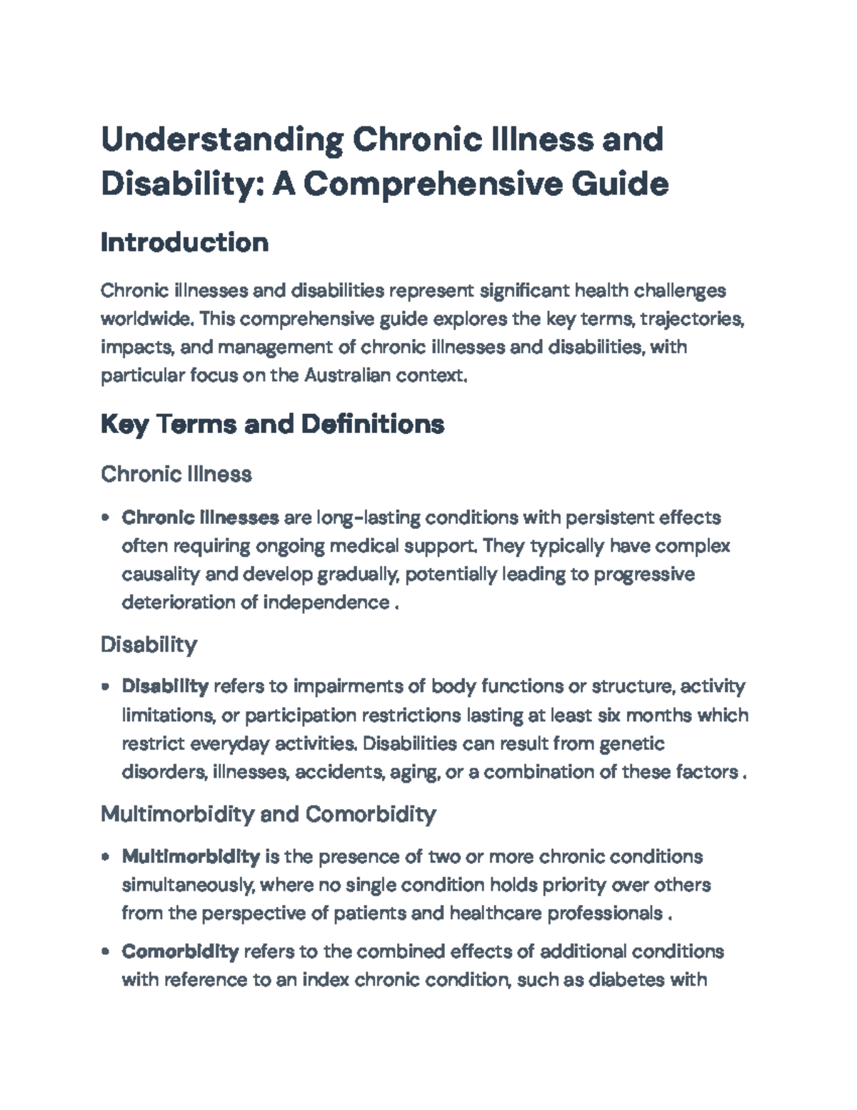 Health 101: Comprehensive Guide on Chronic Illness & Disability - Studocu