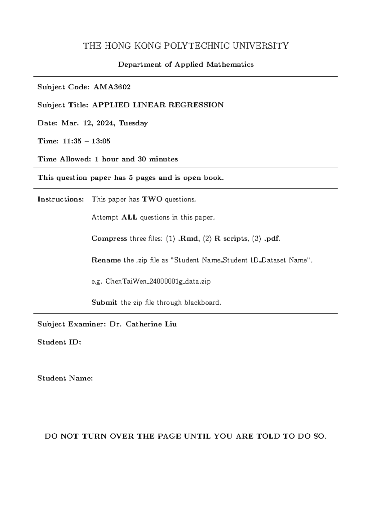 Midterm Paper A for AMA: Applied Linear Regression Exam Notes - Studocu