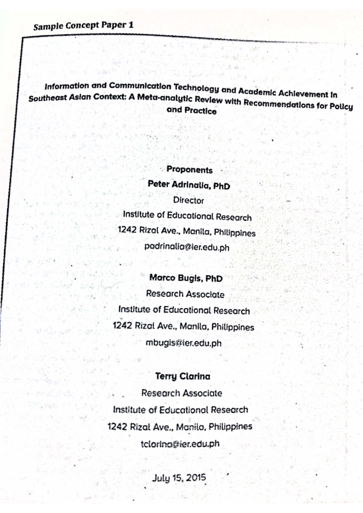 Concept Paper Guidelines and Best Practices - Sample Document - Studocu