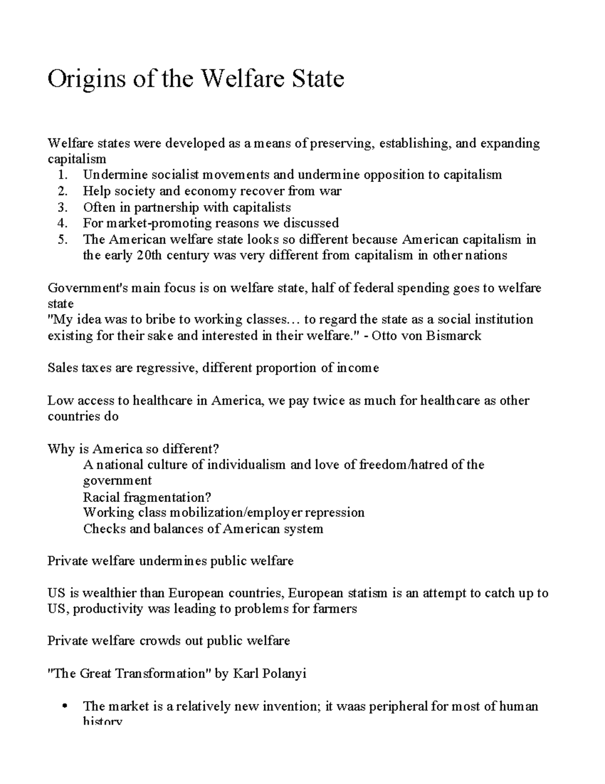 Origins of the Welfare State - Welfare states were developed as a means ...