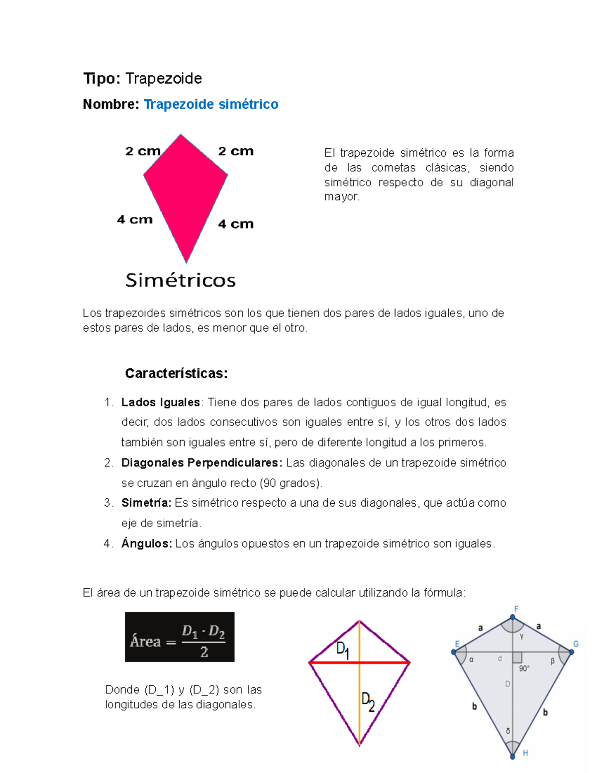 Características del Trapezoide Simétrico - ASZD - Studocu
