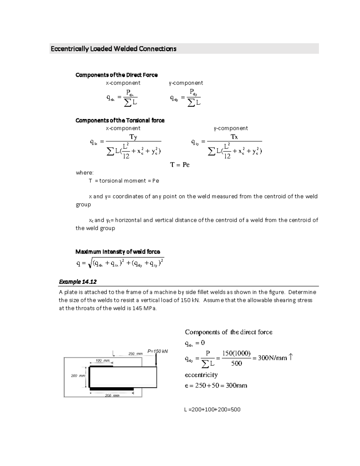 Steel Connections - Eccentrically Loaded Welded Connection ...