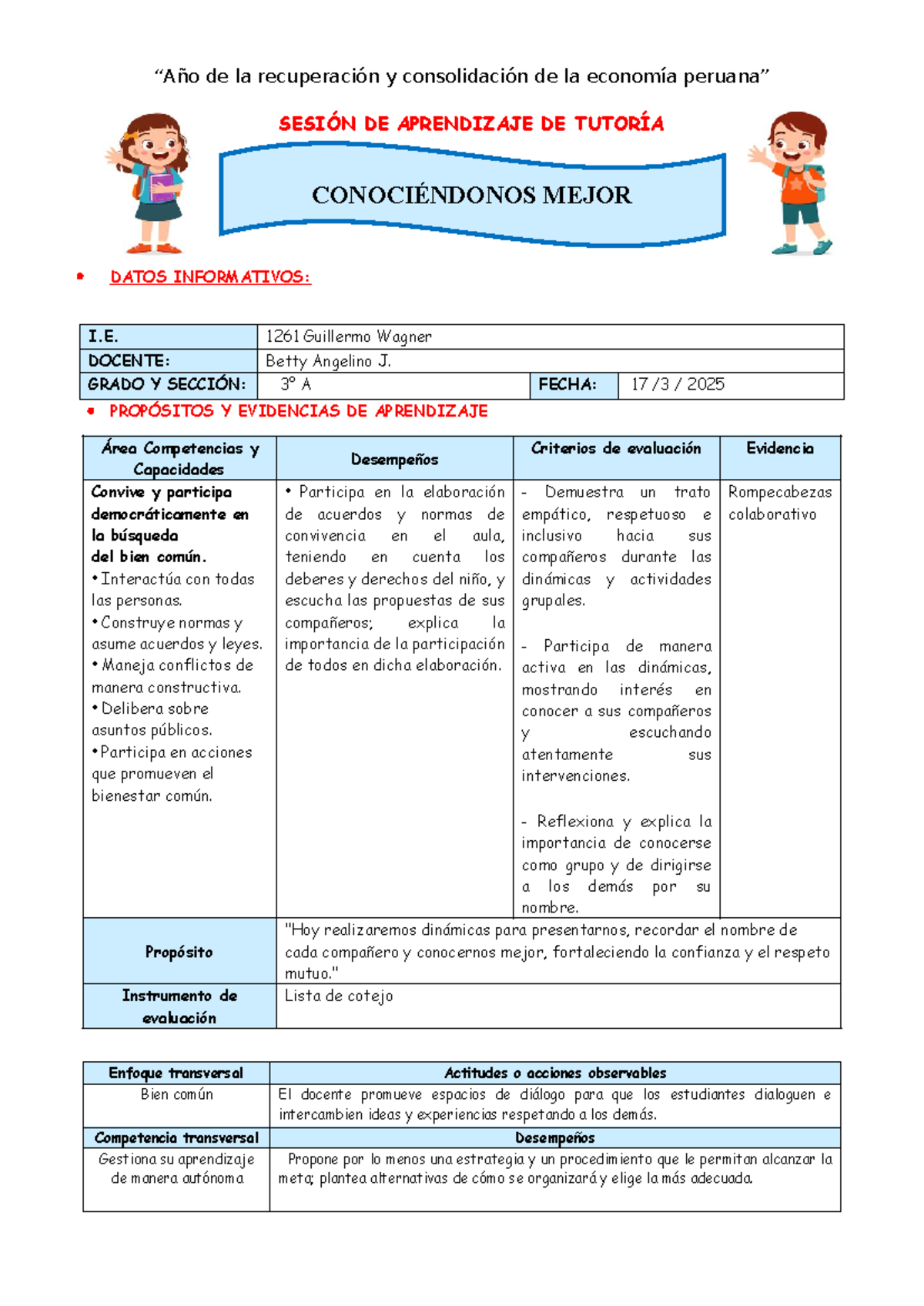 3° SES TUTO LUN 17: Conociéndonos Mejor y Fortaleciendo la Confianza ...