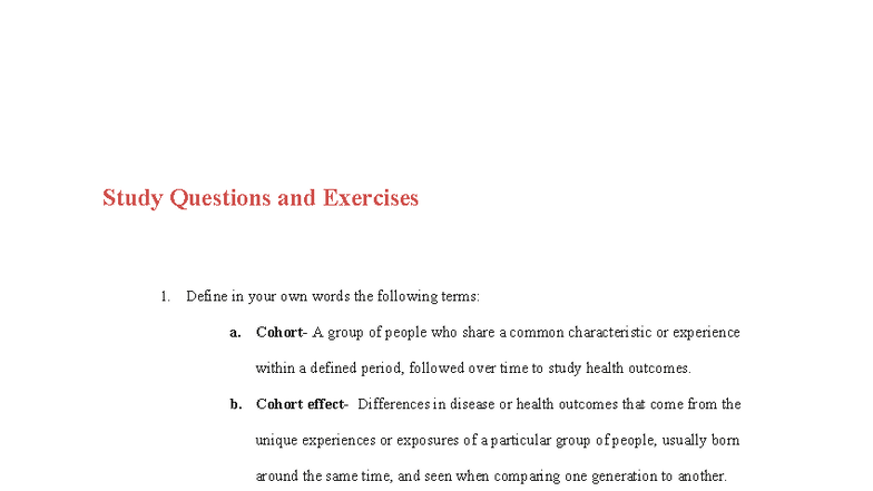 7-2 Textbook Questions - Study Questions and Exercises 1. Define in ...