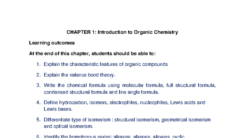 Chapter 1: Introduction to Organic Chemistry - CHM258 - Studocu