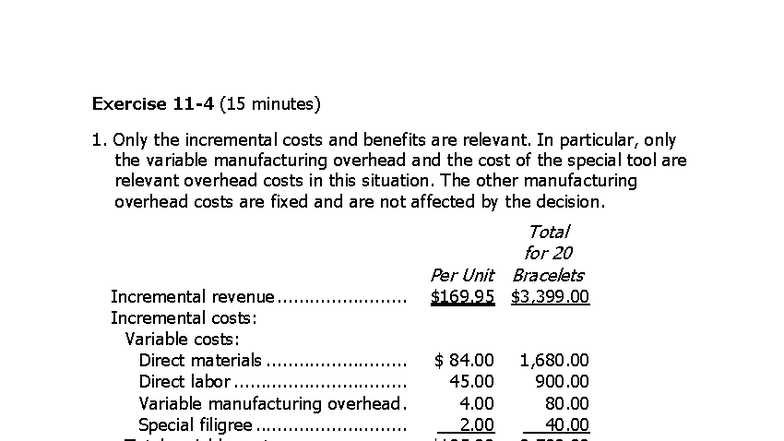 Topic 11 Exercise & HW Solutions Ch11 (Part 2) - Incremental Cost ...