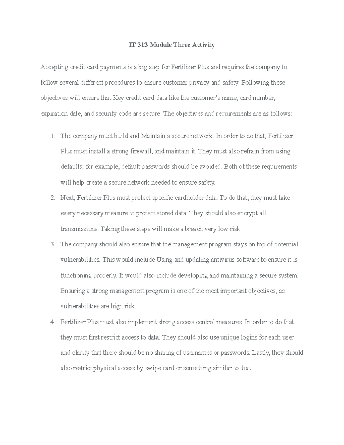 IT 313 - Module Three Activity: Credit Card Payment Security Steps ...