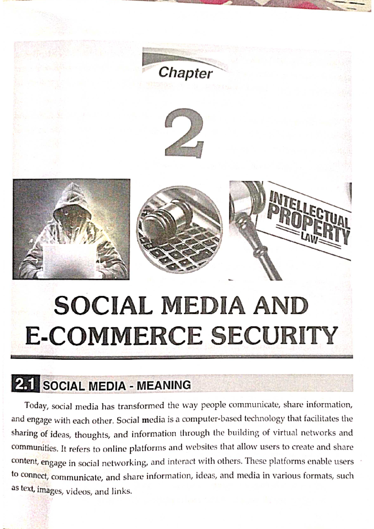 Cyber C2 - Chapter 2 PROPERTY SOCIAL MEDIA AND SECURITY 2 SOCIAL MEDIA MEANING Today, social ...