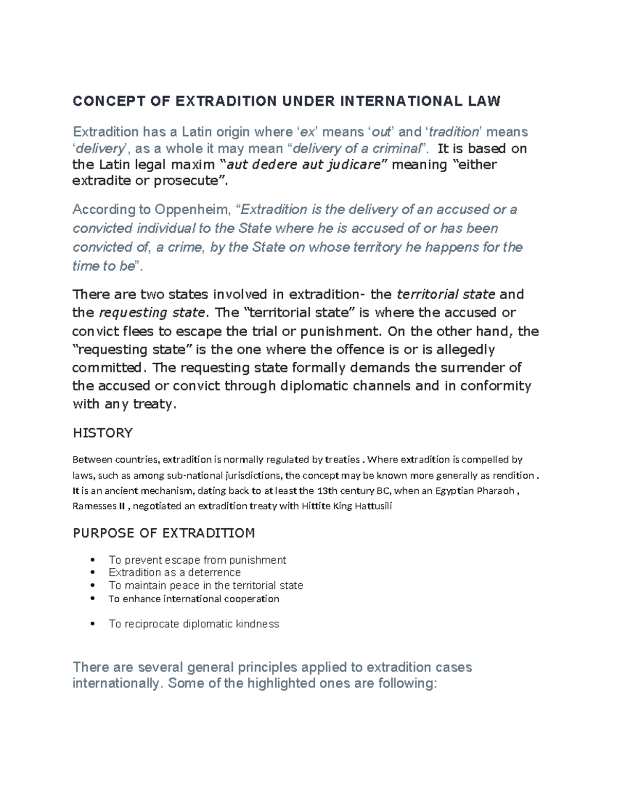 Extradition and Asylum: Key Concepts in International Law - Studocu