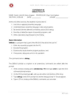 Micropro-Lab Activity 1 - LAB ACTIVITY DEBUG FACILITY NAME: PROFESSOR: SECTION: DATE: GRADE ...
