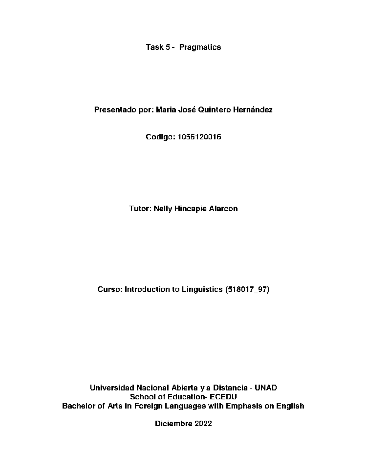 518017 - Task 5: Understanding Pragmatics and Speech Acts - Studocu