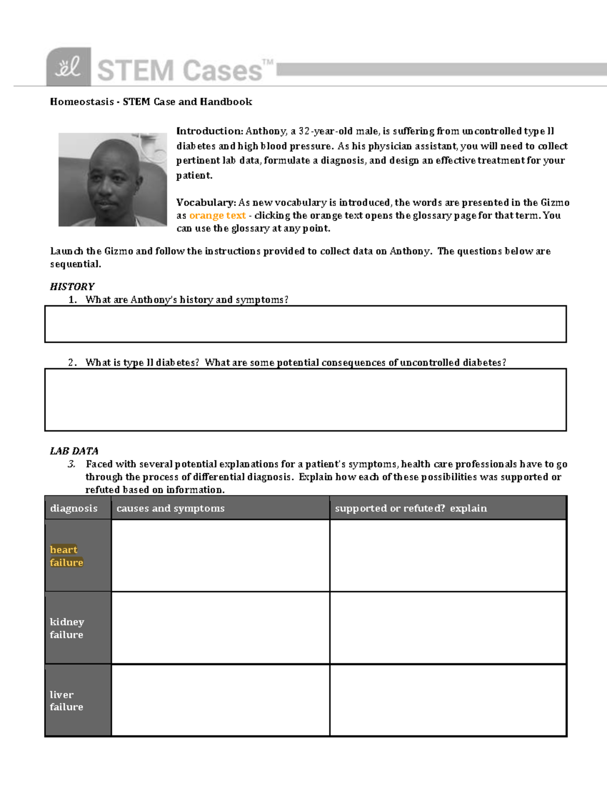 Gizmo STEM Case Study: Homeostasis in Type II Diabetes Management - Studocu