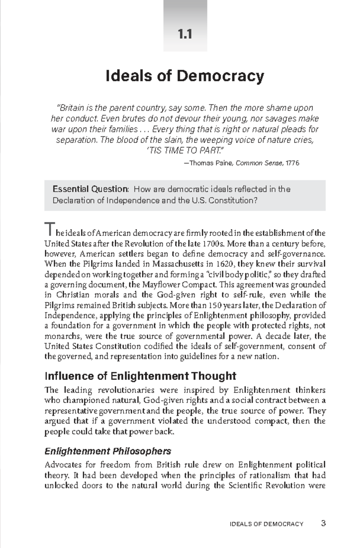 1.1 Ideals of Democracy: Enlightenment Influences on U.S. Founding ...