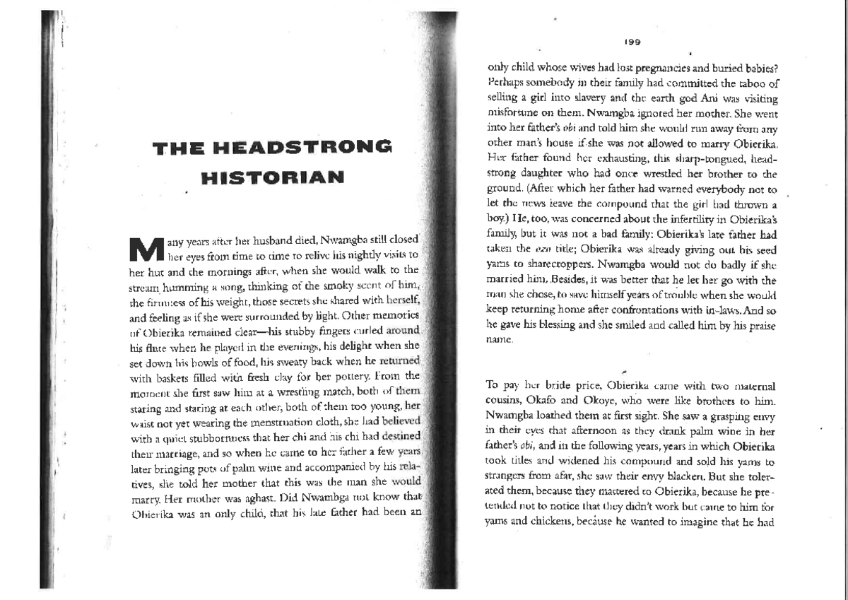 The Headstrong Historian: A Study of Nwamgba's Journey and Legacy - Studocu