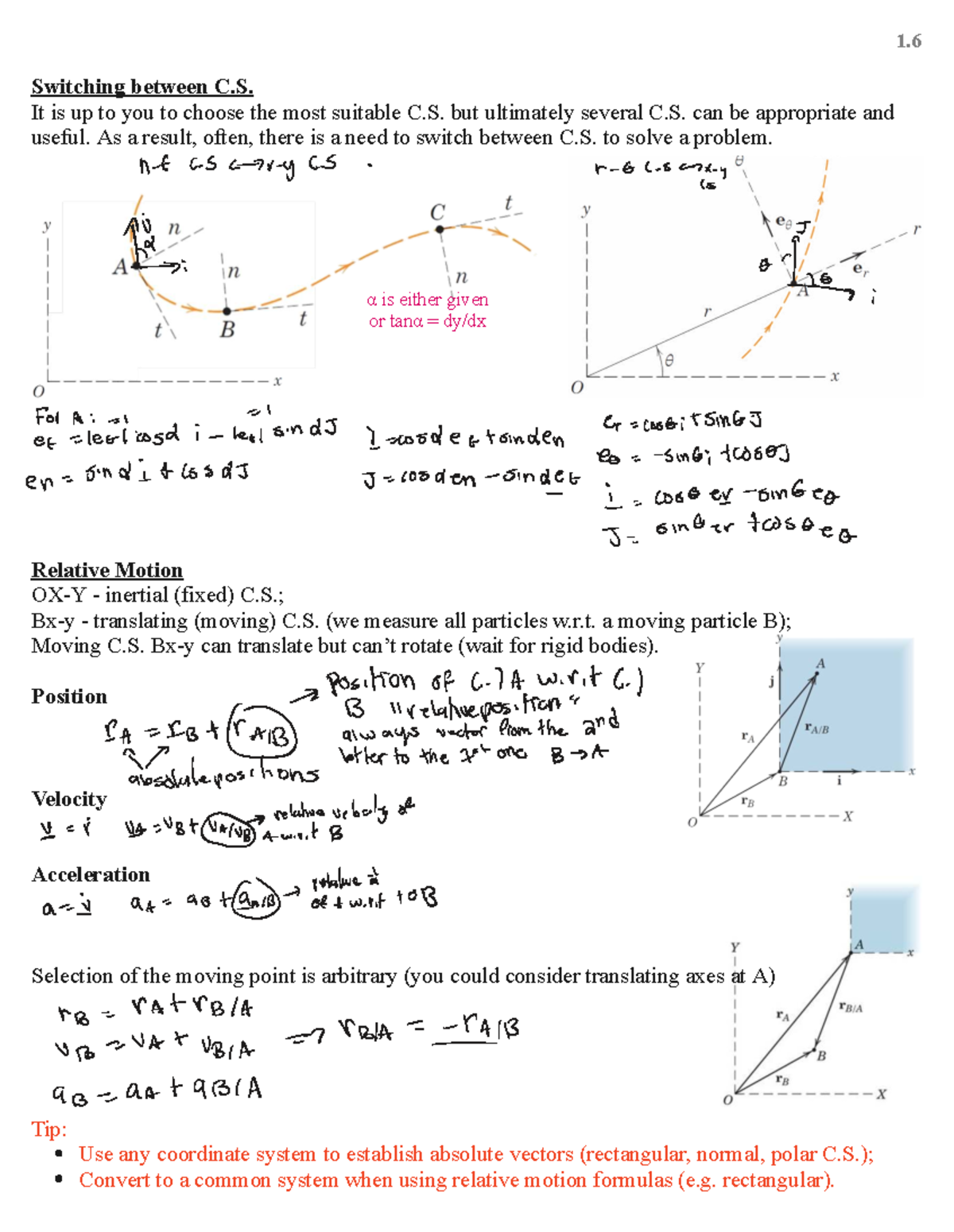 ENGG349 Switching Between Coordinate Systems: Part 5C Notes - Studocu