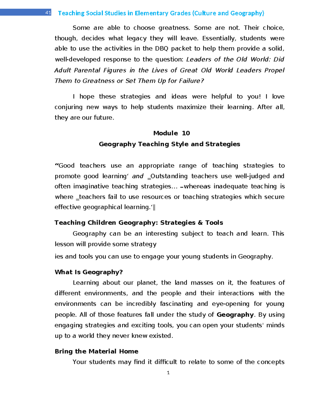 Teaching Social Studies in Elementary Grades: Culture & Geography ...