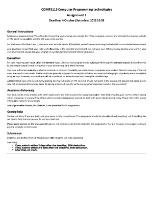 Programming technology - COMP2113 - HKU - Studocu