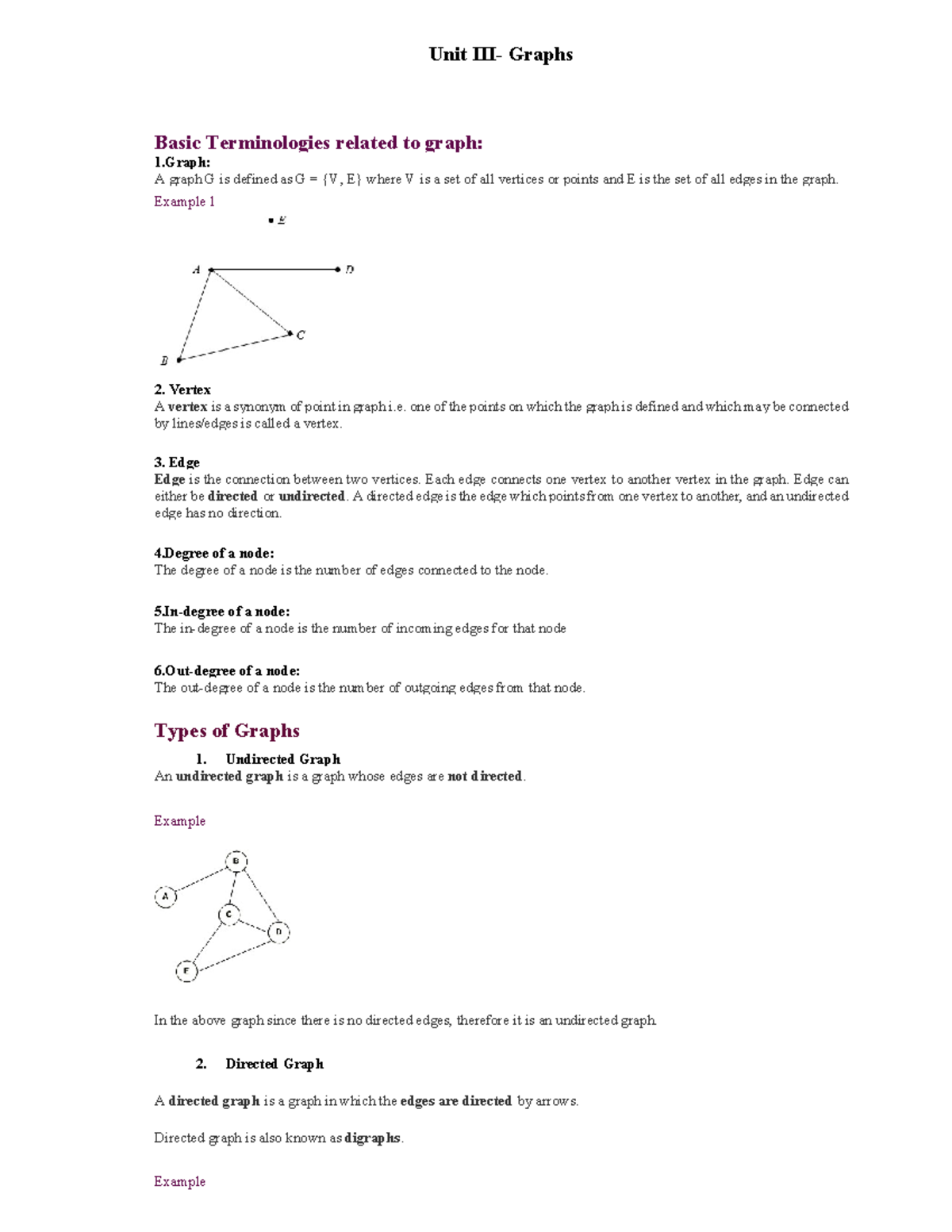 DSA 4TH SEM Unit 3: Graphs - Basic Terminologies and Concepts - Studocu