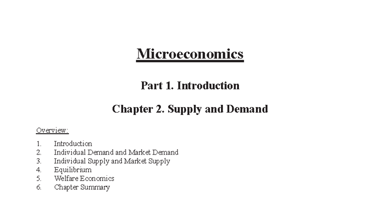 H-Chapter 2 Supply and Demand - Microeconomics Part 1. Introduction ...