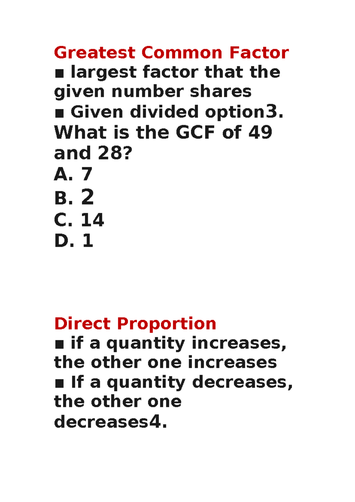 GCF - math - education - Greatest Common Factor largest factor that the ...