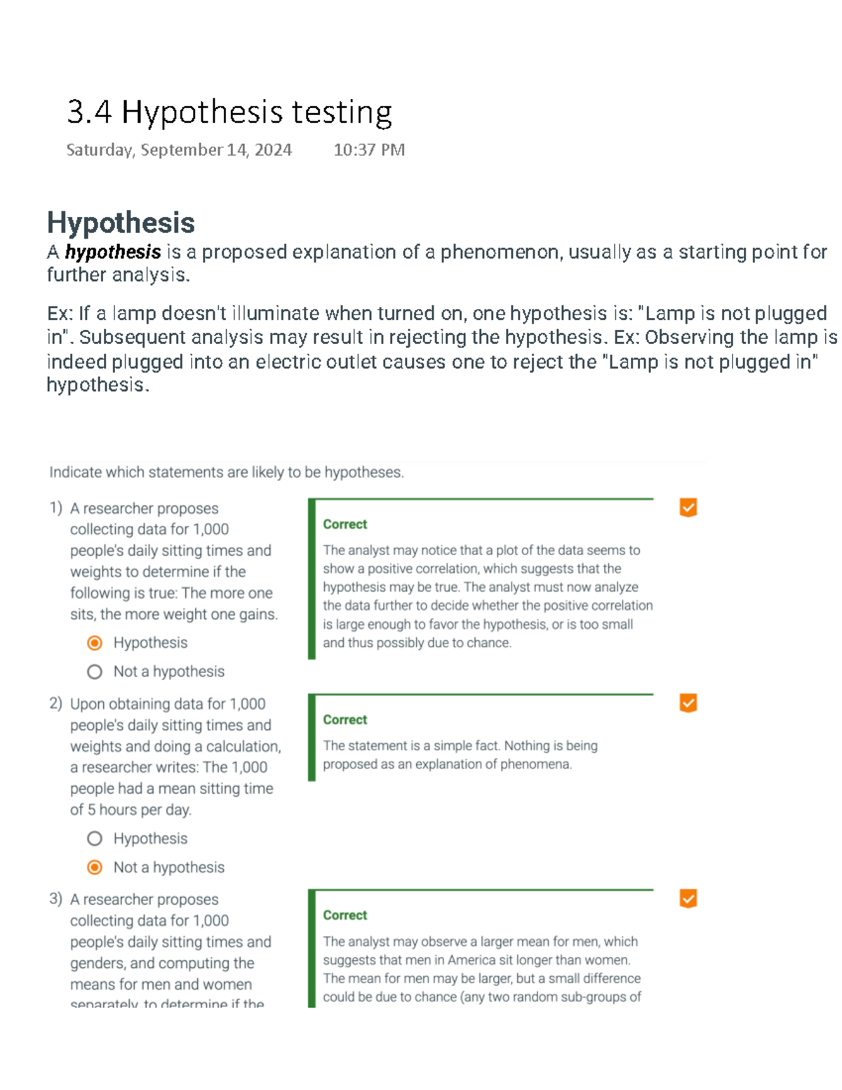 Mat 243 Hypothesis Testing Notes: Concepts & Examples - Studocu