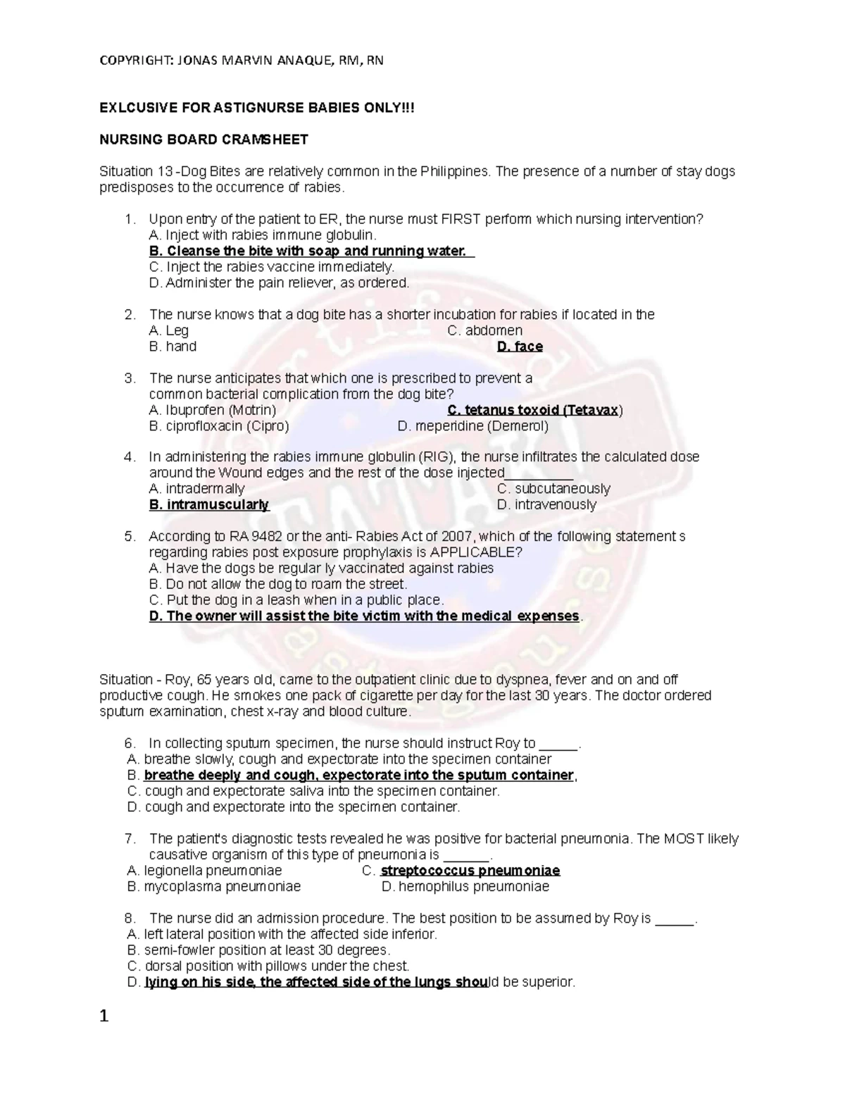 PNLE 100 Items - Practice exam mock and pe boards for PNLE - Philippine ...