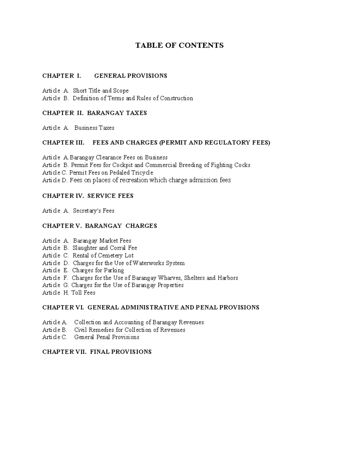 Barangay Revenue Code: Latest Version and General Provisions - Studocu