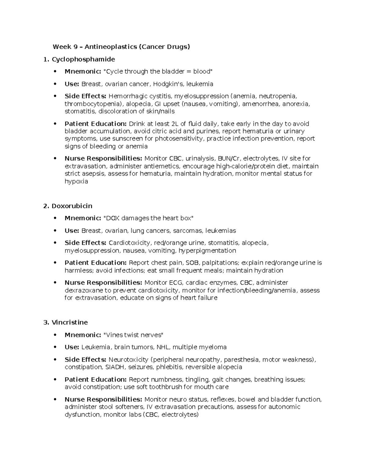 Exam 4 Study Guide: Antineoplastics & Antibacterials Overview - Studocu