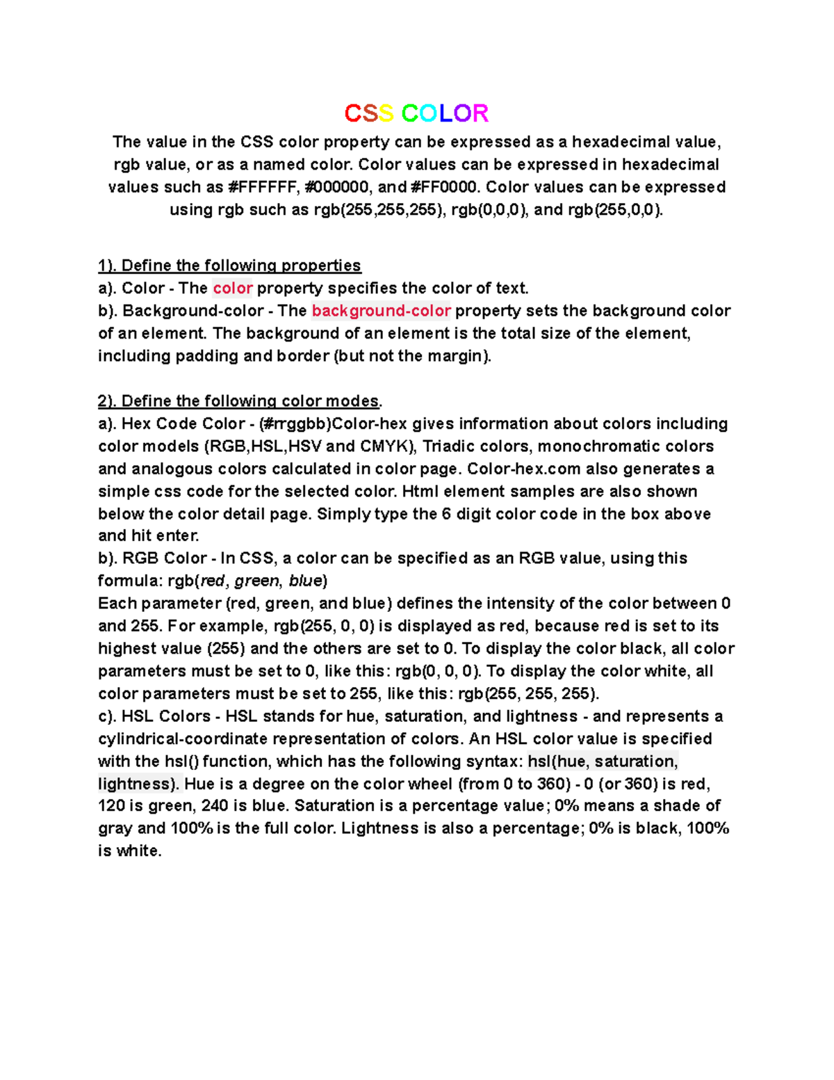 CSS Color Properties and Modes Explained: Final Notes for 101 Course ...