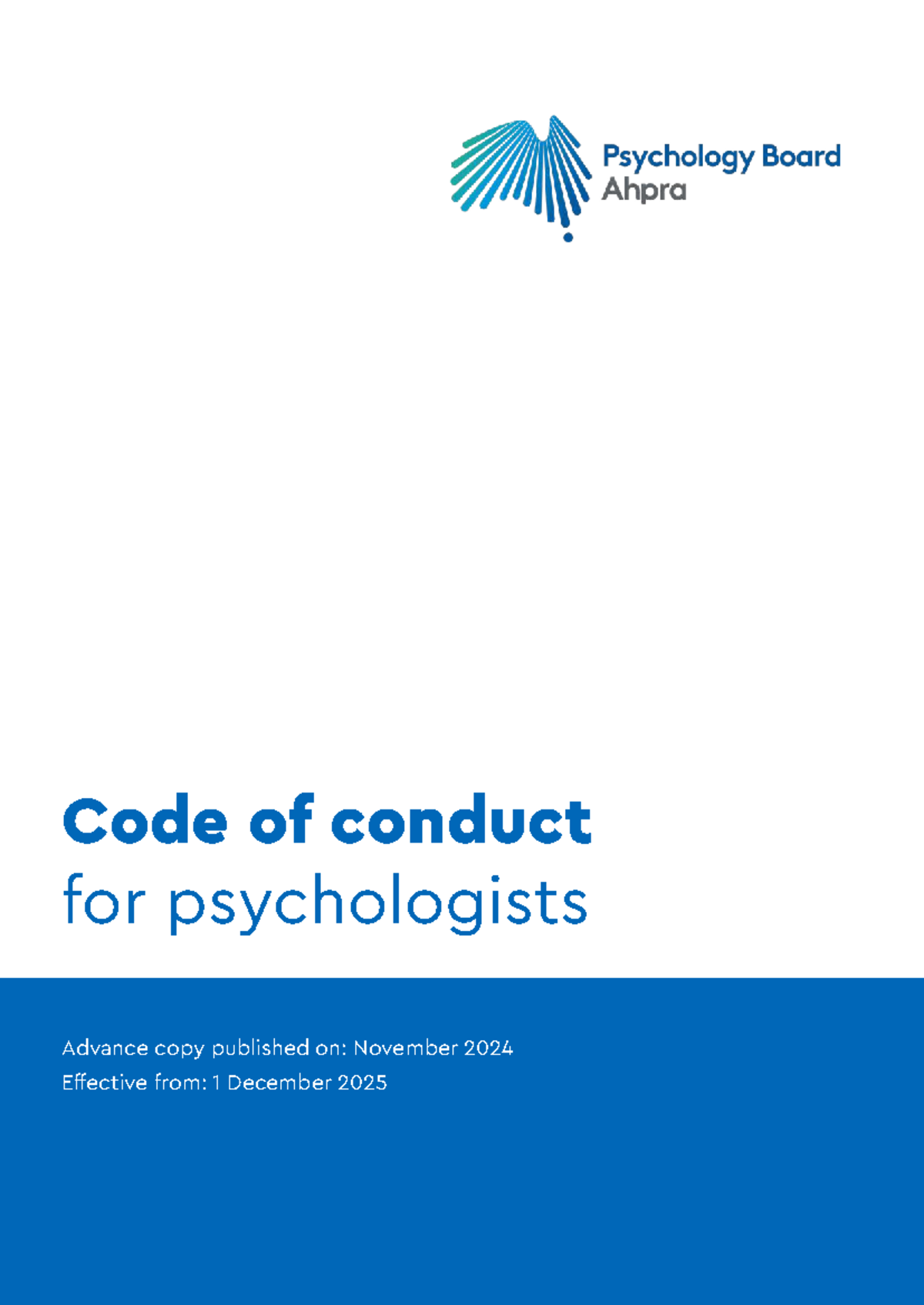 Psychology Board Code of Conduct for Psychologists (Advance Copy) - Studocu